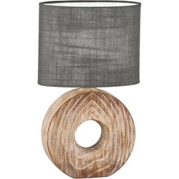 etc-shop Tischleuchte Beistelllampe Schlafzimmerlampe Nachttischlampe Keramik Holzfarbe