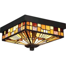 etc-shop - Deckenleuchte Lampe Tiffany-Glas Metall IP44 Wohnzimmerleuchte Badezimmerlampe