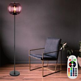 etc-shop - retro Steh Lampe Ess Zimmer Glas Kugel Decken Fluter fernbedienung im Set inkl. rgb led Leuchtmittel