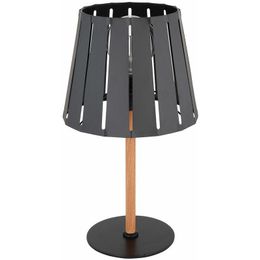 etc-shop Tischlampe schwarz Leseleuchte Schlafzimmer Tischleuchte Holzoptik 1 Flammig, Metall, 1x E27 Fassung, DxH 25x45 cm