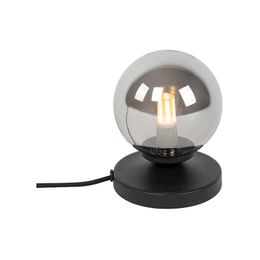 Qazqa - Moderne Tischlampe schwarz mit Rauchglas - Athen - Schwarz