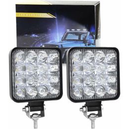 2 Stück Quadratische LED-Arbeitsleuchte, 8,5 cm Mini 48 w 12 v 24 v LED-Arbeitslampe, Scheinwerfer Arbeitsscheinwerfer für Offroad-PKW-LKWs suv
