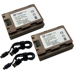 TRADESHOP 2x Trade-Shop Li-Ion Kamera-Akku 7,2V / 2600mAh inkl. Typ-C Ladekabel kompatibel mit Sony Alpha 7C, 7 III, 7R III, A7R III, 7S III, 7 IV, 7R IV, 7M3