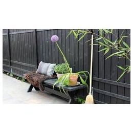 Gartenzauntor der Sichtschutzzaun Serie Rustik aus schwarz farbgrundierten Lamellen aus Kiefer und Fichtenholz in Größe 100 x 158 cm