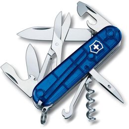 Schweizer Taschenmesser Victorinox Climber, 14 Funktionen, inkl. Schere und Mehrzweckhaken, 82 gr, Farbe transparent blau