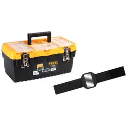Perel - Werkzeugkiste aus Kunststoff mit Trägereinsatz + easy Work Magnetarmband