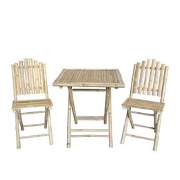 Chic Antique Lyon Garten Set mit 2 Stühlen und 1 Tisch aus Bambus, H75/L70/B70 cm natur