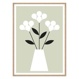 artvoll - Blumen Poster mit Rahmen, Eiche natur, 50 x 70 cm