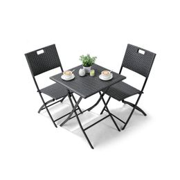 EBUY Gartenlounge-Set 3-teiliges Bistro-Gartenmöbel-Set mit Tisch und Stühlen in Grau