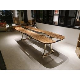 JVmoebel Esstisch, Epoxidharz Esstisch River Table 220x90 Neu Echtes Holz Tische