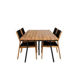 ebuy24 Garten-Essgruppe Chan Gartenset Tisch 100x200cm und 4 Stühle Little
