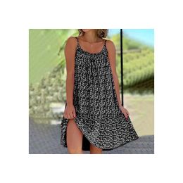 KIKI A-Linien-Kleid Damen Kleid Sommer Plissee Loose Swing Freizeitkleid Tank-Kleid