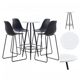 vidaXL Sitzgruppe 5-tlg Bar-Set Kunststoff Schwarz Hochstühle Barhocker Bar Hochtisch Ba