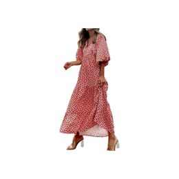 KIKI Blusenkleid Sommerkleid Leicht Lange Freizeitkleider Sommer Strand Maxi Dress