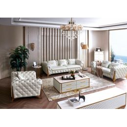 JVmoebel Wohnzimmer-Set, Luxus Chesterfield Sofagarnitur 3+2+1 Sitzer mit Couchtisch Neu