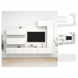 vidaXL Kleiderschrank 7-tlg TV-Schrank-Set Weiß Spanplatte