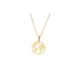 Stella-Jewellery Collier Weltkugel 585 Gold Gelbgold mit Kette Globus Erde