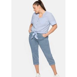 sheego Stretch-Jeans Große Größen in 7/8 Länge, mit Allover-Streifen, blau