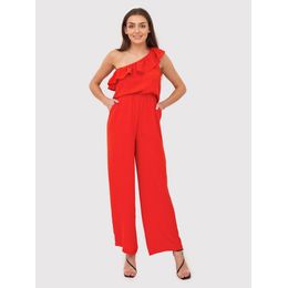 AX Paris Jumpsuit Orangefarbener One-Shoulder-Rüschenoverall