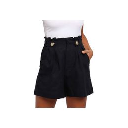 RUZU UG Cargoshorts Women's High Waist Work Office Shorts Front Buttons Casual Loose Fit (1-tlg) Shorts with Pockets Straight Leg Bermuda Bottoms