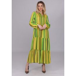 YC Fashion & Style Sommerkleid Sommerkleid in Neon-Grün mit Streifenmuster aus 100 % Viskose Alloverdruck