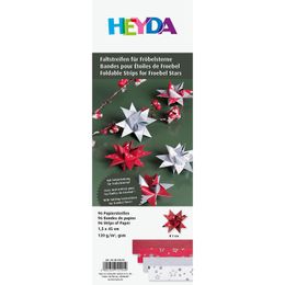 Heyda Papierstreifen-Set Fröbelsterne, rot-silber, 96 Streifen