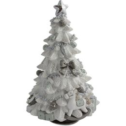 RIFFELMACHER & WEINBERGER Weihnachtsfigur Weihnachtsbaum, Weihnachtsdeko (1 St), Spieluhr m. Melodie "Stille Nacht/Heilige Nacht", drehend, H. ca.20 cm, silberfarben|weiß