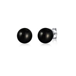 NENALINA Paar Ohrstecker Basic Synthetische Perle 925 Silber, schwarz