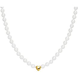 PURELEI Perlenkette Schmuck Geschenk Lovely Herz, 23031, mit Muschelperle, gelb|goldfarben|weiß