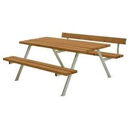 Plus Picknicktisch Alpha Stahl-Holz 177 x 173 x 73 cm teak mit Rückenlehne