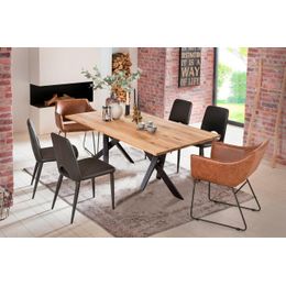 Sit Esstisch, Design-Gestell im industriellen Antiklook, beige|schwarz