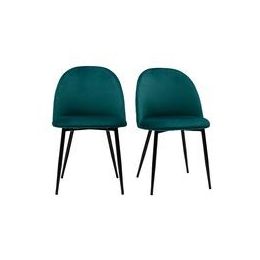 Miliboo Stühle aus petrolblauem Samt und schwarzem Metall (2er-Set) JOVI