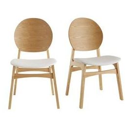 Miliboo Skandinavische Stühle hellem Holz und weißes Polyurethan (2er Set) ELTON