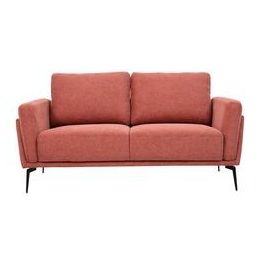 Miliboo Design-Sofa im terracottafarbenem Samtdesign mit schwarzem Metallfuß 2-Sitzer MOSCO