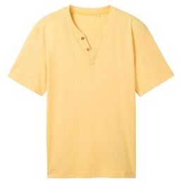 Tom Tailor Herren Serafino T-Shirt, gelb, Uni, Gr. XL