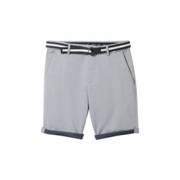Tom Tailor Herren Slim Chino Shorts mit Gürtel, blau, Uni, Gr. 40