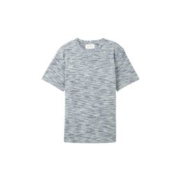 Tom Tailor Herren T-Shirt in Melange Optik, blau, Melange Optik, Gr. XL