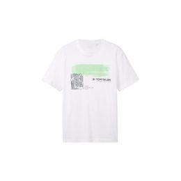Tom Tailor Herren T-Shirt mit Print, weiß, Print, Gr. XL