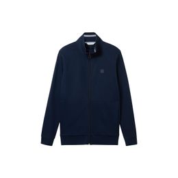 Tom Tailor Herren T-Shirt-Jacke mit Stehkragen, blau, Uni, Gr. XXXL