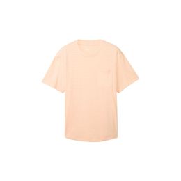 Tom Tailor Denim Herren Gestreiftes T-Shirt, orange, Streifenmuster, Gr. M
