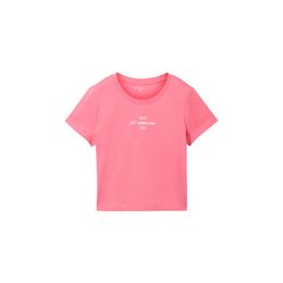 Tom Tailor Mädchen Cropped T-Shirt mit Textprint, rosa, Textprint, Gr. 152