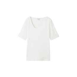 Tom Tailor Damen T-Shirt mit asymmetrischem Ausschnitt, weiß, Uni, Gr. XXL