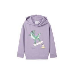 Tom Tailor Jungen Oversized Hoodie mit Bio-Baumwolle, lila, Motivprint, Gr. 116/122