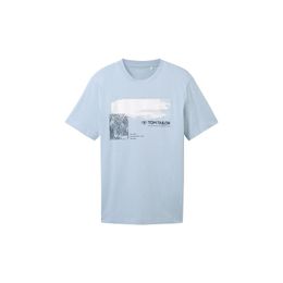 Tom Tailor Herren T-Shirt mit Print, blau, Print, Gr. XXL