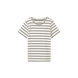 Tom Tailor Mädchen Gestreiftes T-Shirt mit recyceltem Polyester, weiß, Streifenmuster, Gr. 104/110