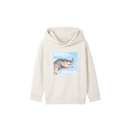 Tom Tailor Jungen Oversized Hoodie mit Bio-Baumwolle, weiß, Motivprint, Gr. 116/122