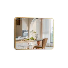 Boromal Spiegel Gold für Flur Bad Wohnzimmer Schlafzimmer Garderobe Hotel Friseurladen (Wandspiegel mit Alurahmen