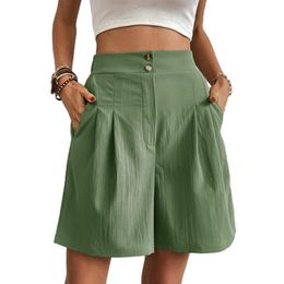 ZWY 2-in-1-Shorts Lockere Hosenlässige Damen-Shorts mit hoher Taille und weitem Bein (1-tlg) Lässige Hose mit elastischem Bund