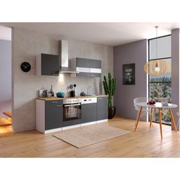 respekta K&uuml;chenzeile KB220WGC 220 cm Wei&szlig; - Grau