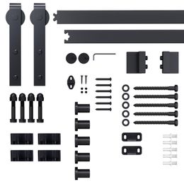 HOMCOM Schiebetürsystem mit Schrauben schwarz 200L x 40B x 0,6H cm